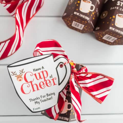 Adorable "Cup of Cheer" Holiday Gift Tags (Printable!) - On My Kids Plate
