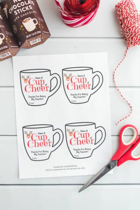 Adorable "Cup of Cheer" Holiday Gift Tags (Printable!) - On My Kids Plate