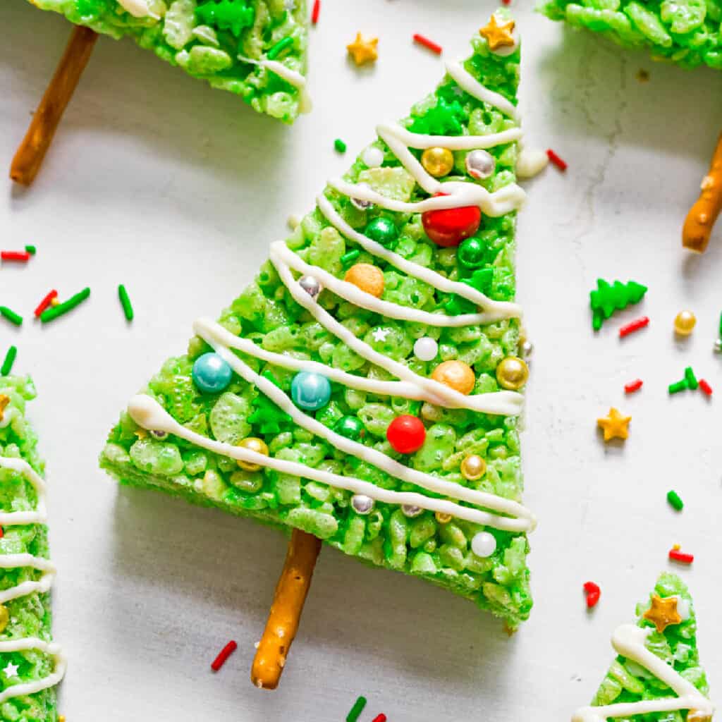 Rice Krispie Christmas Trees - On My Kids Plate