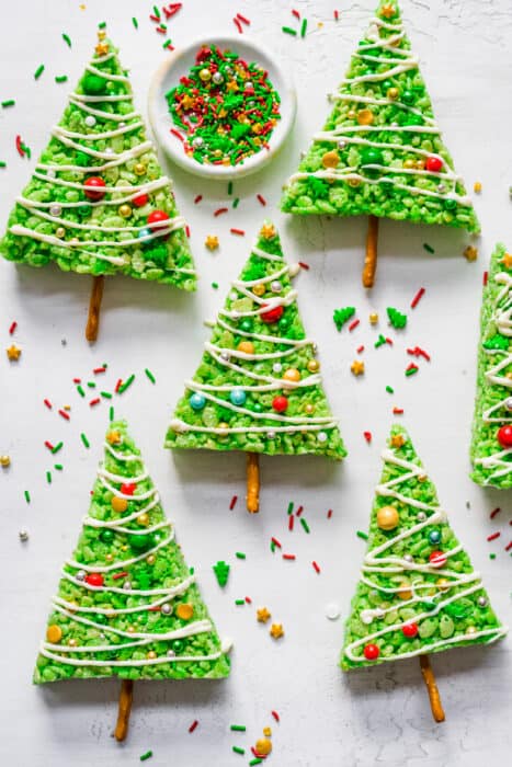 Rice Krispie Christmas Trees - On My Kids Plate