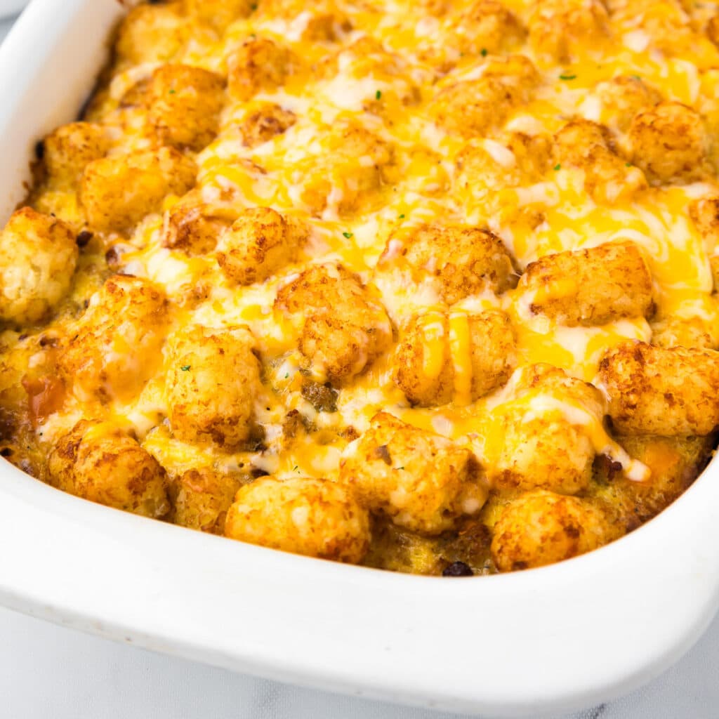 Tater Tot Sausage Breakfast Casserole - On My Kids Plate