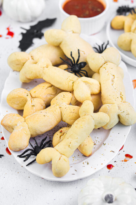 Halloween Breadsticks (Bones With Blood!) - On My Kids Plate