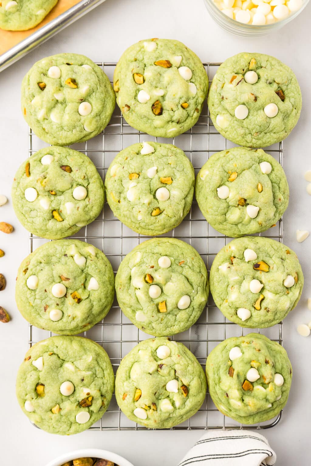 Pistachio Pudding Cookies (With White Chocolate Chips)