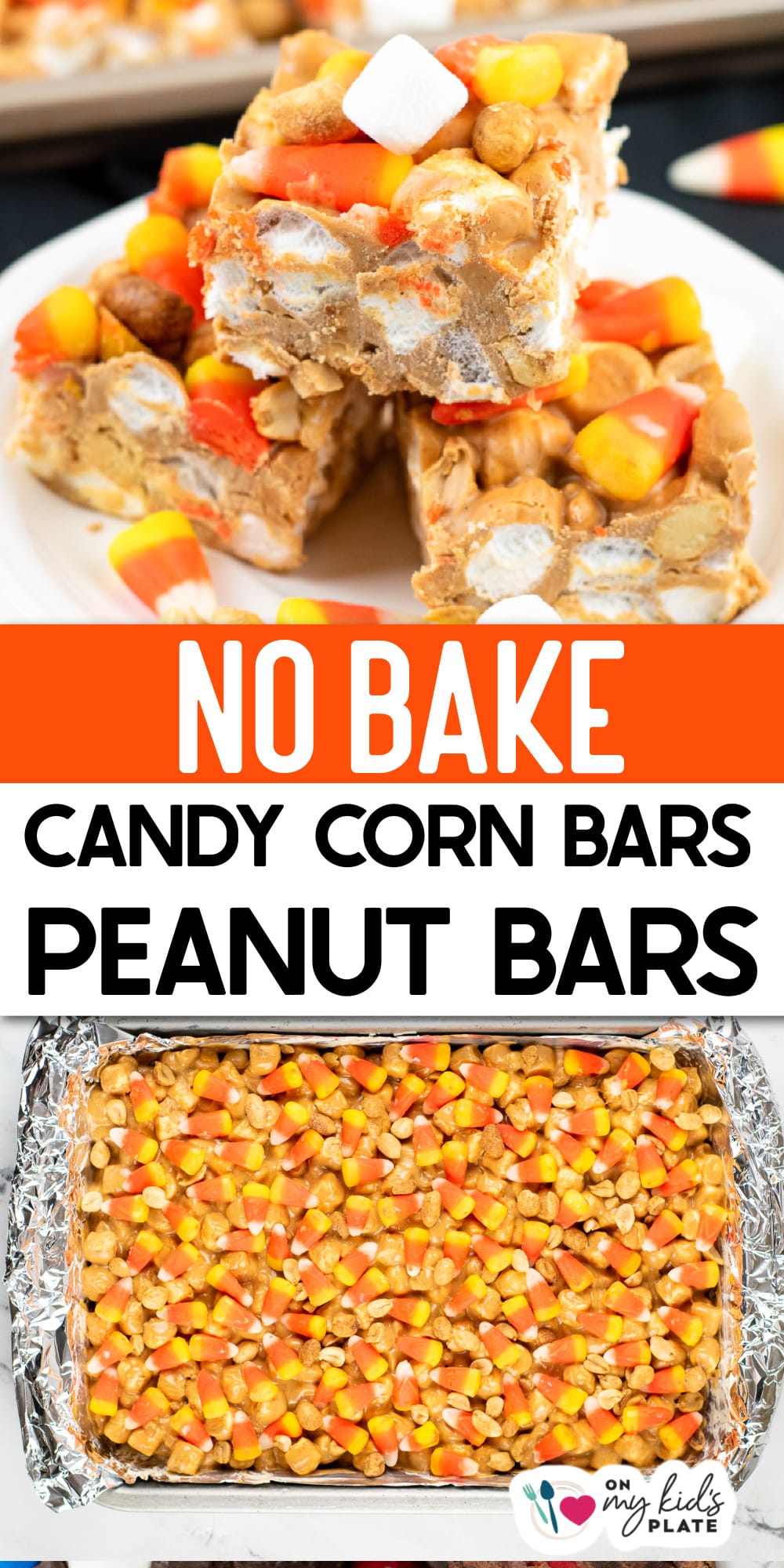 Candy Corn Peanut Butter Bars (No Bake!) - On My Kids Plate