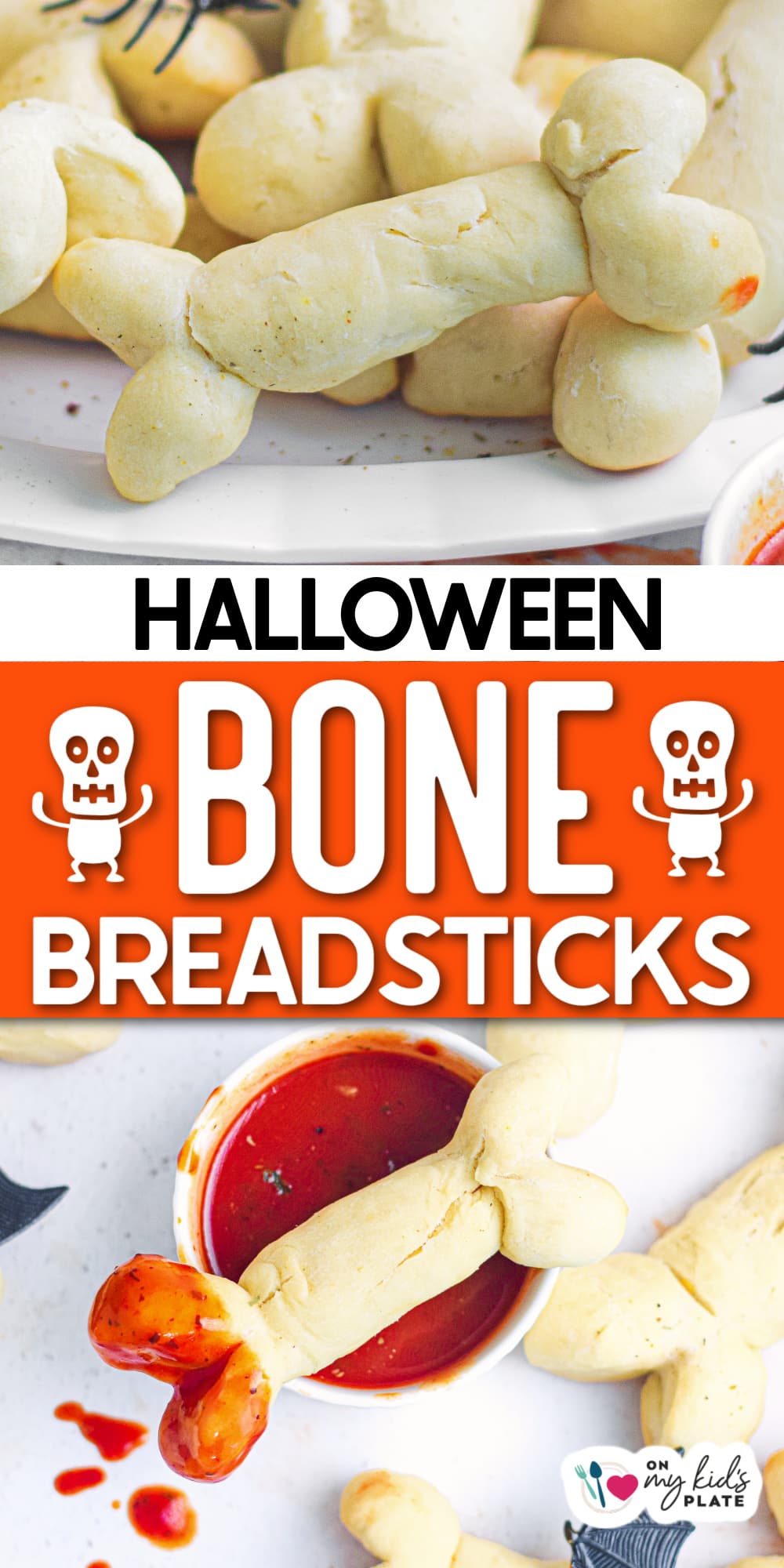 Halloween Breadsticks (Bones With Blood!) - On My Kids Plate