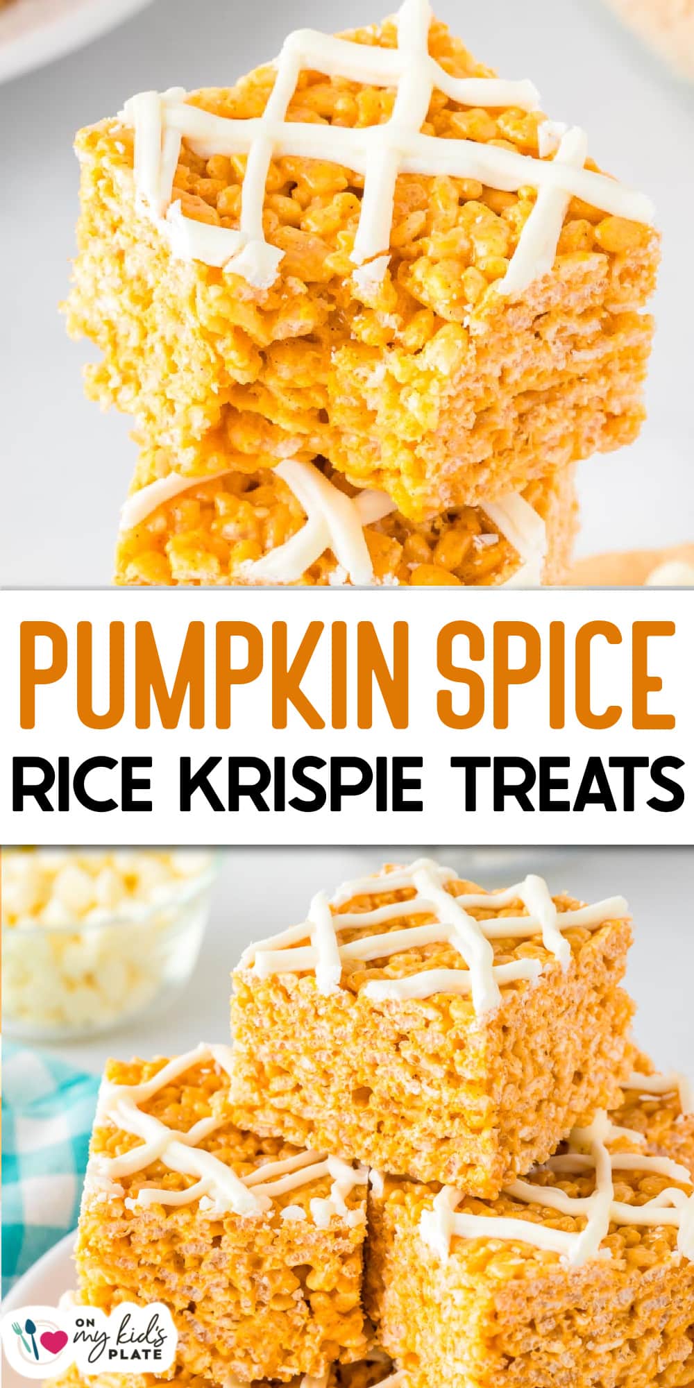 Gooey Pumpkin Spice Rice Krispie Treats - On My Kids Plate