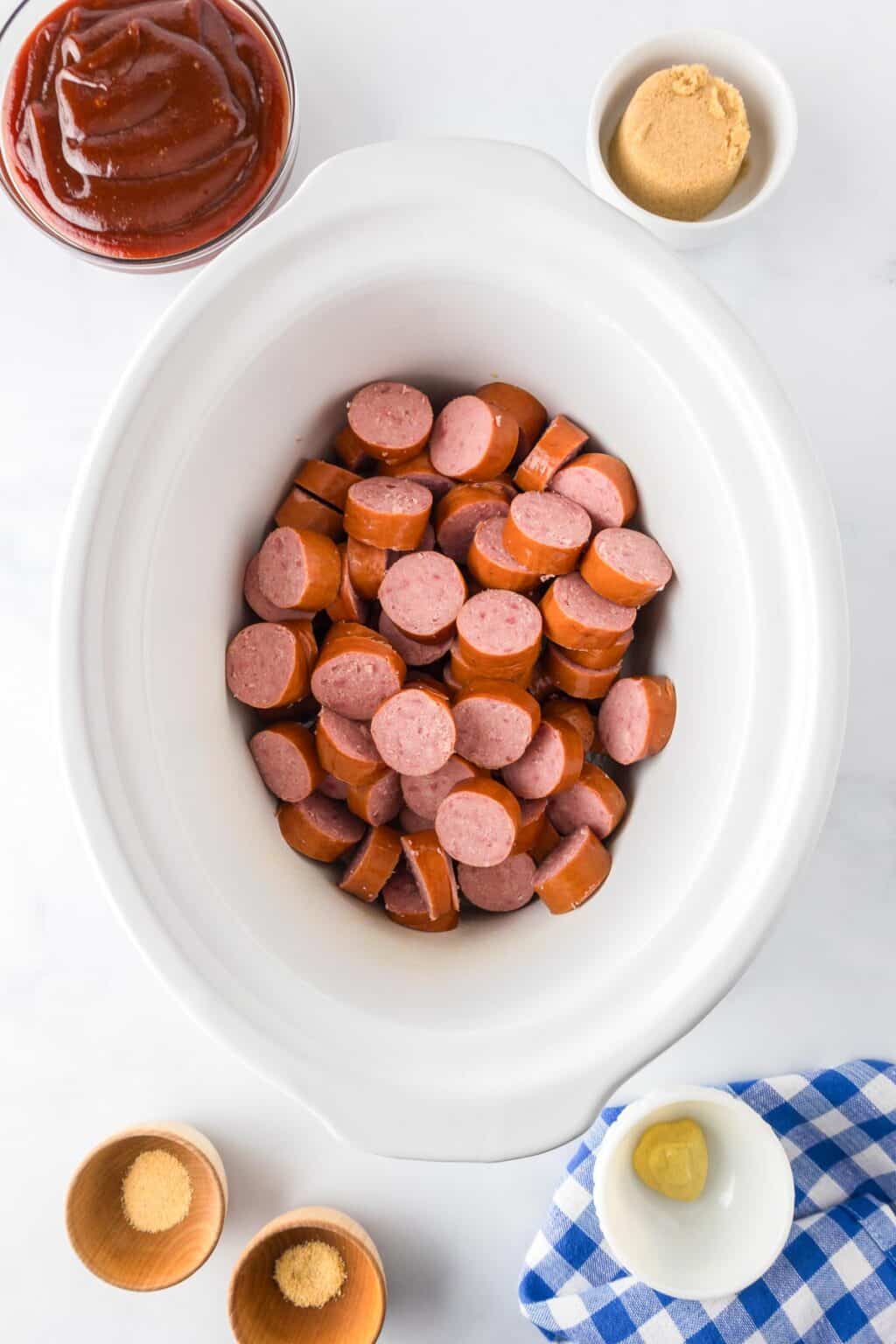 Slow Cooker BBQ Kielbasa Bites - On My Kids Plate