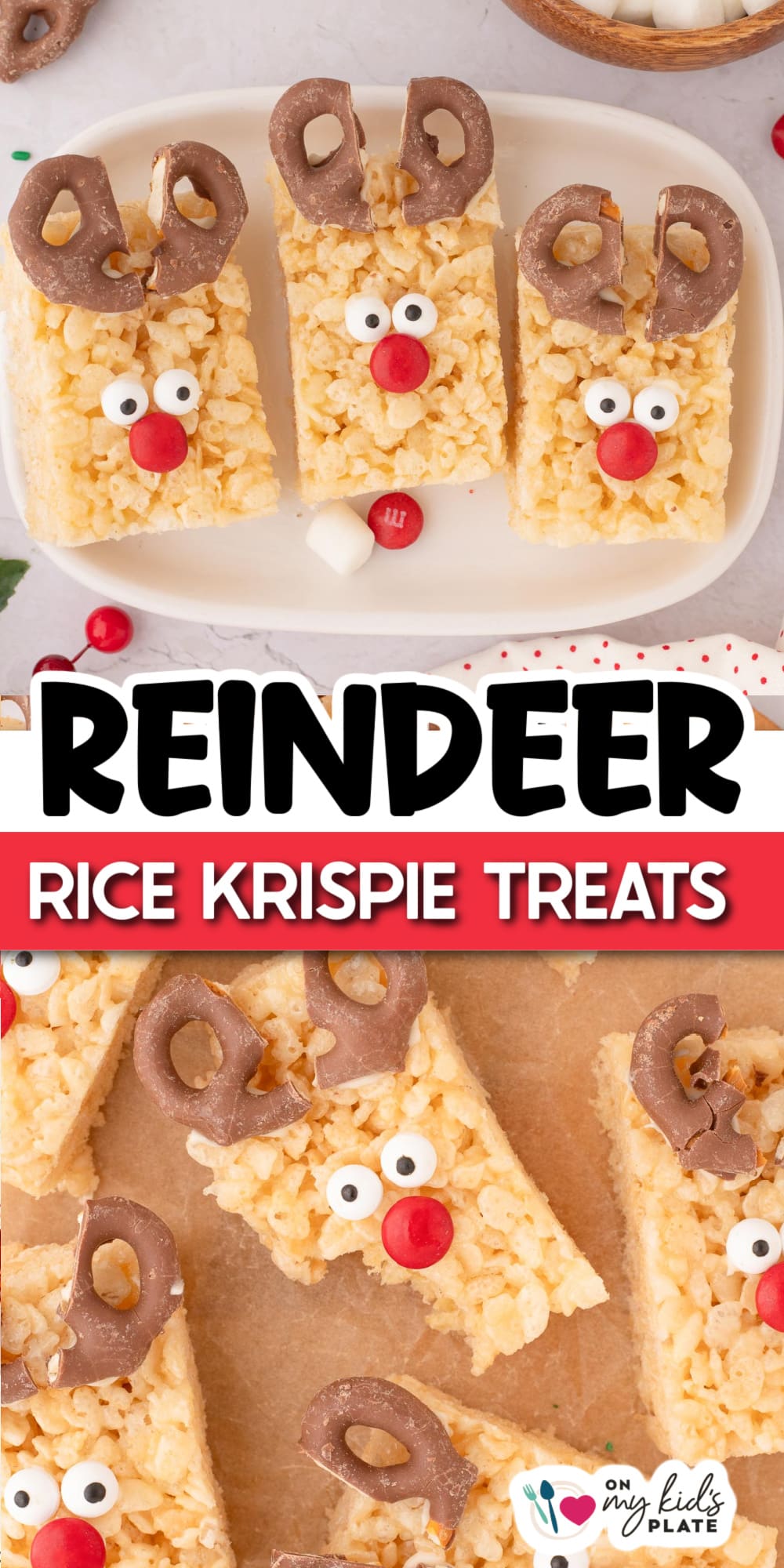 Reindeer Rice Krispie Treats - On My Kids Plate