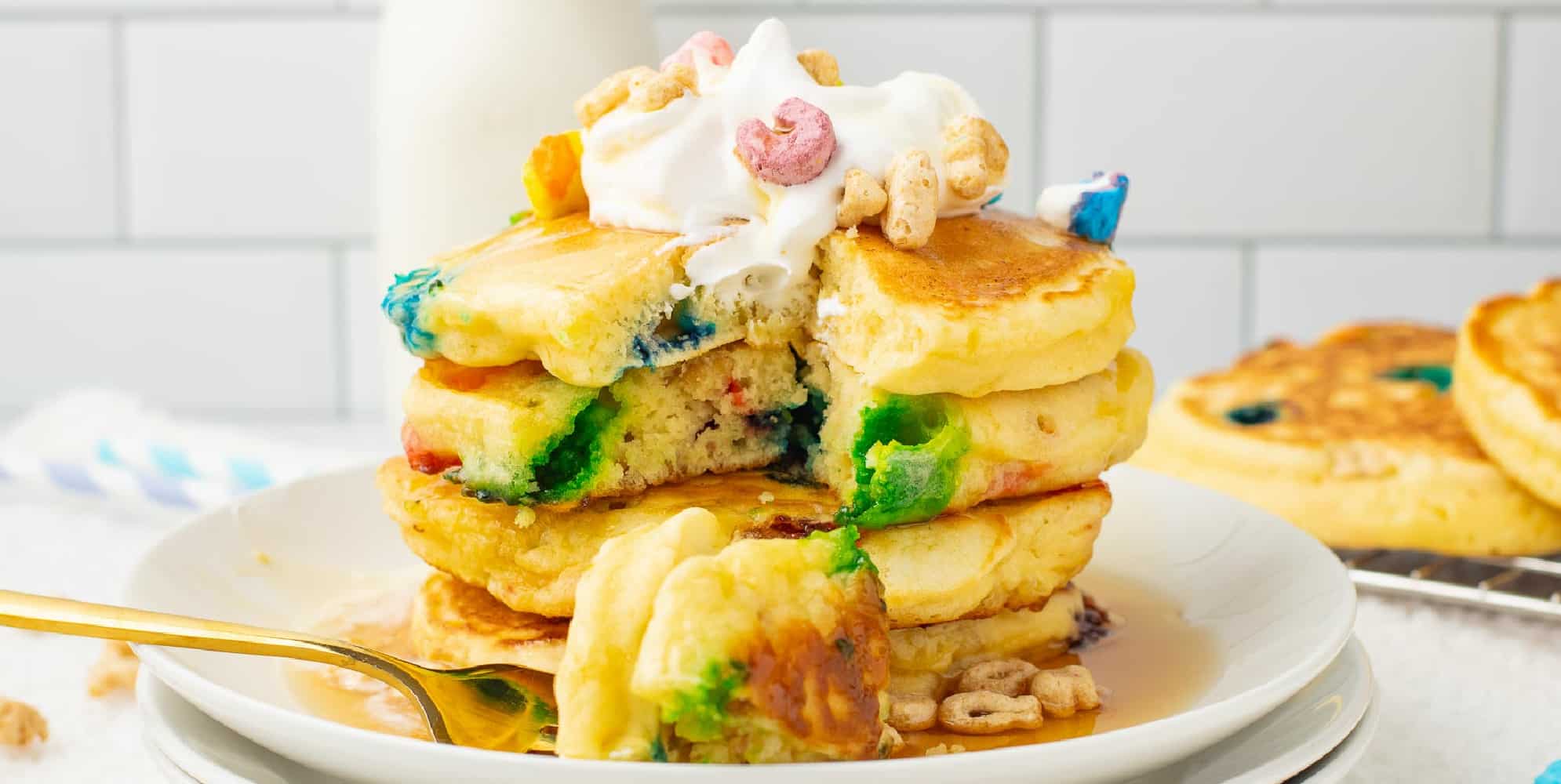 Lucky Charms Pancakes - On My Kids Plate