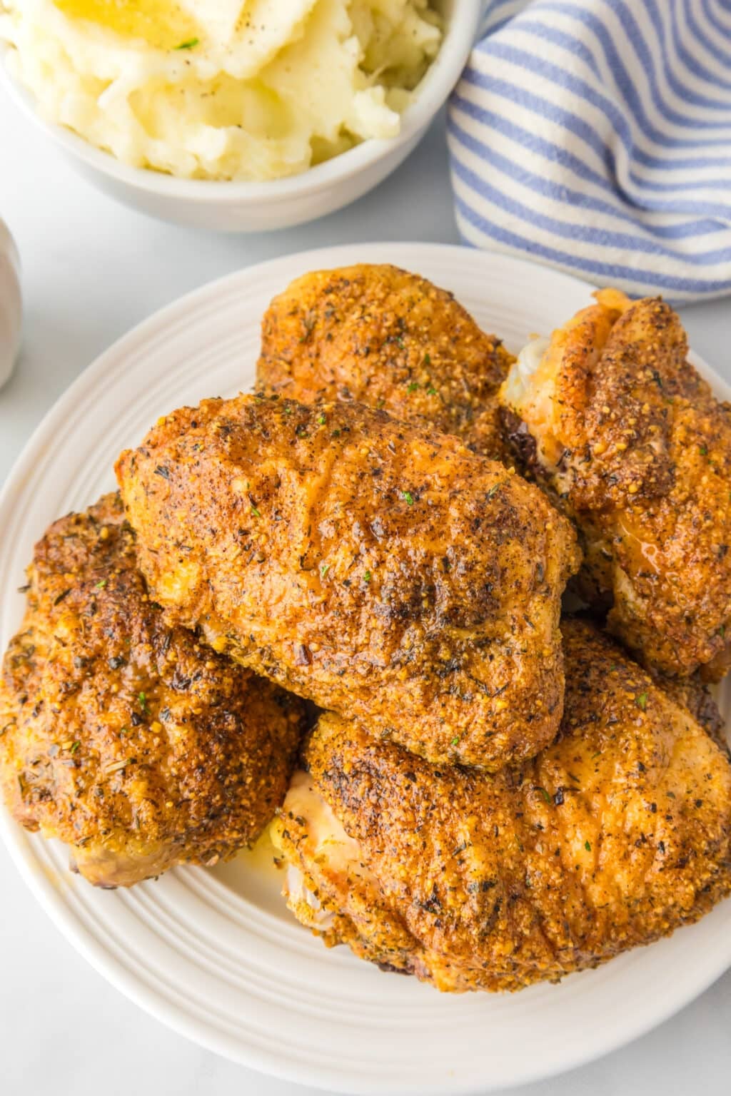 Garlic Parmesan Chicken Thighs (Crispy!) - On My Kids Plate