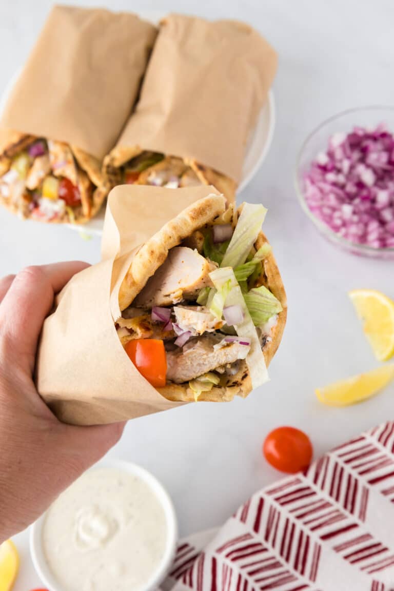 Greek Chicken Wraps (Easy Chicken Pitas!) - On My Kids Plate
