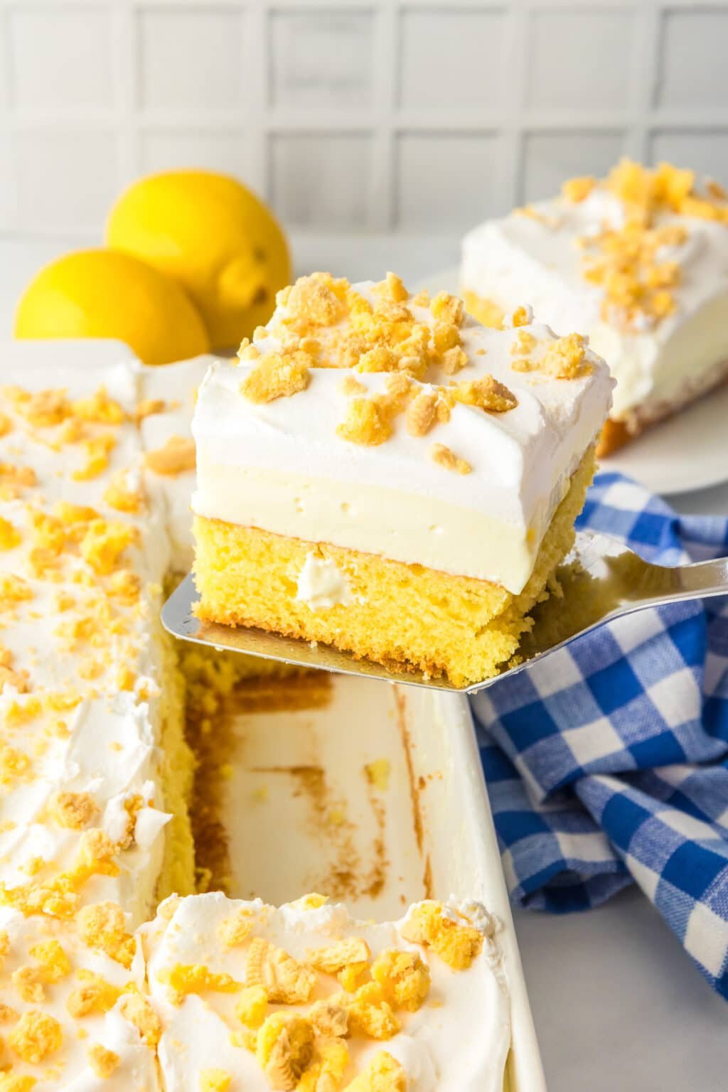 Lemon Pudding Poke Cake - On My Kids Plate