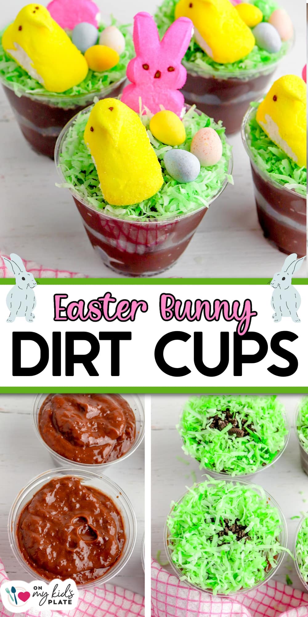 Easter Dirt Cups - On My Kids Plate