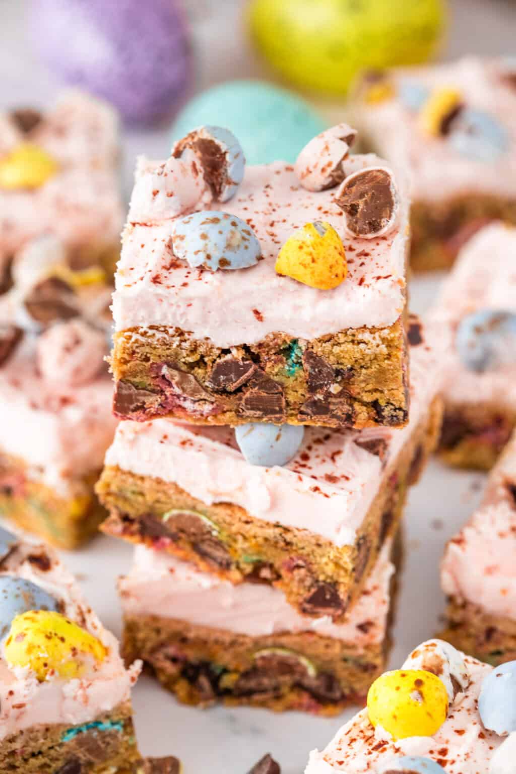 Cadbury Mini Egg Cookie Bars - On My Kids Plate